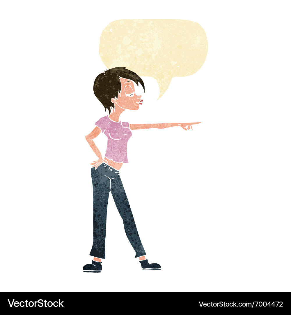 Cartoon woman pointing with speech bubble Vector Image