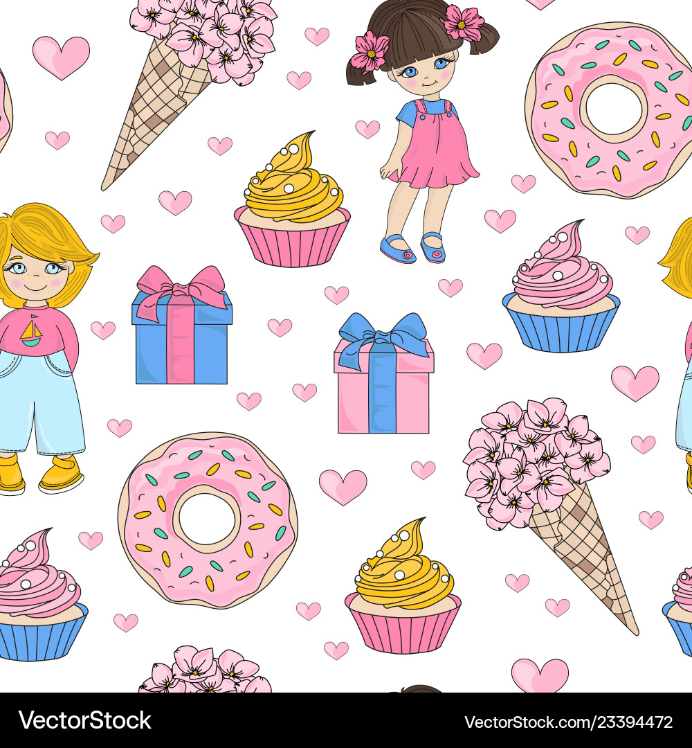 Child holiday valentines day seamless pattern Vector Image