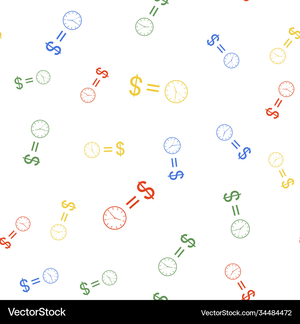 Color time is money icon isolated seamless pattern
