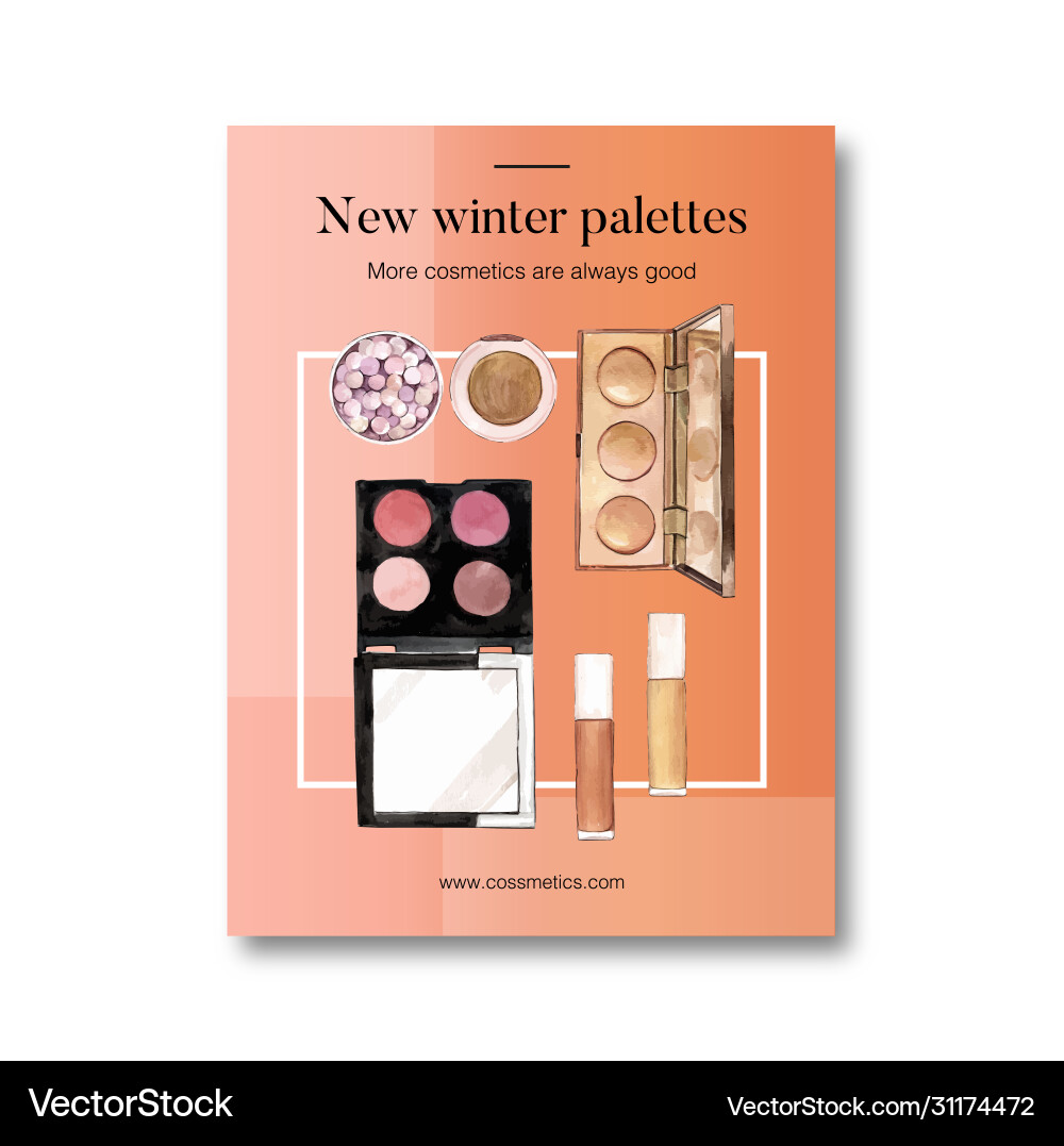 Cosmetic poster design with brush on highlighter Vector Image