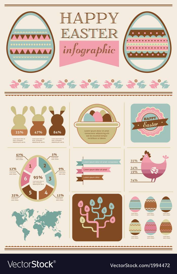 Happy easter - infographic and elements Royalty Free Vector