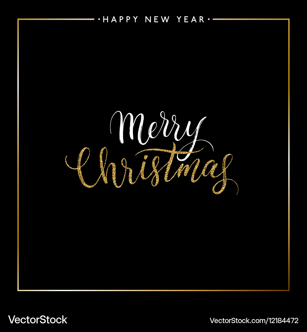 Merry christmas gold glitter text isolated Vector Image