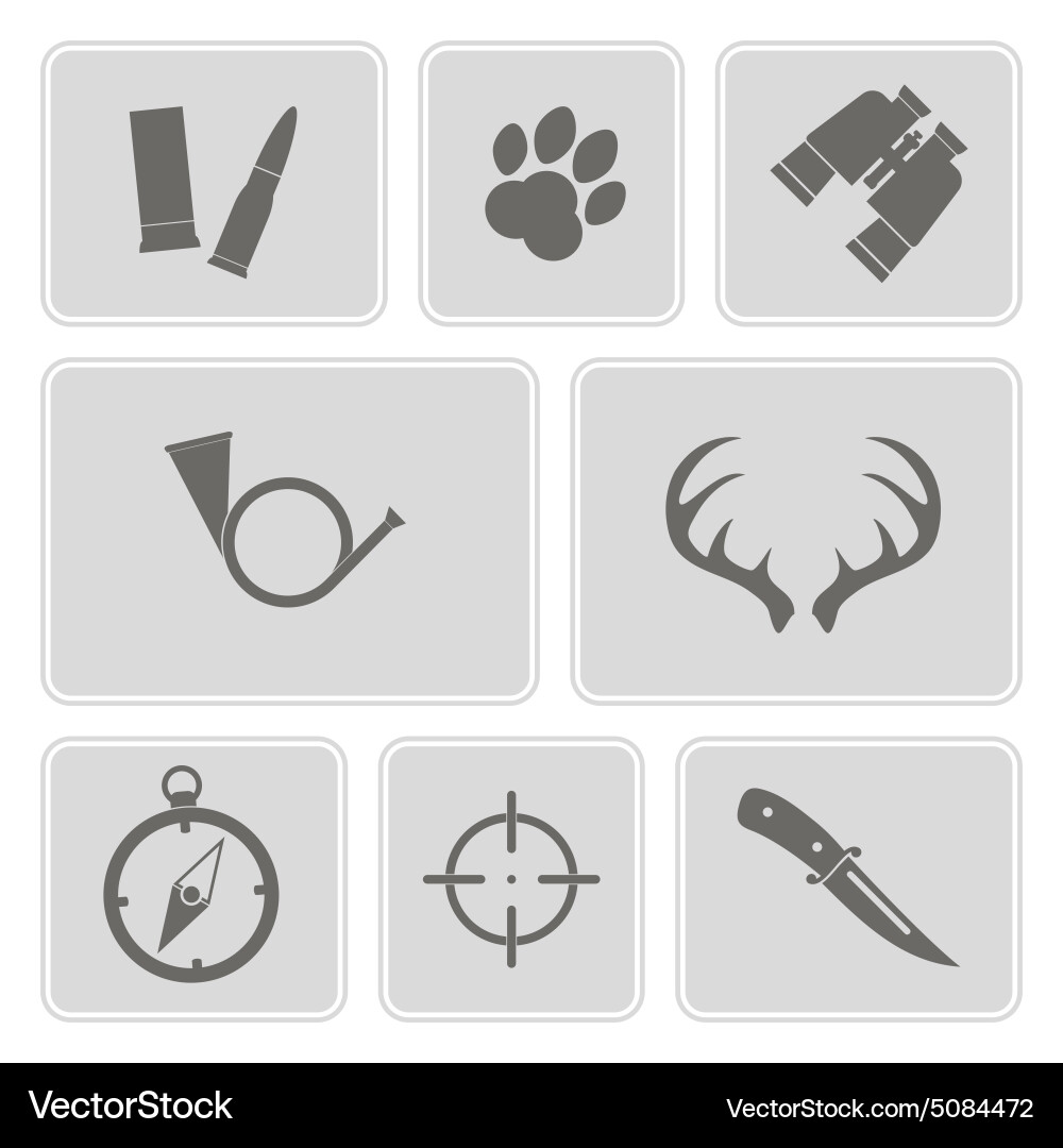 Monochrome with hunting icons Royalty Free Vector Image