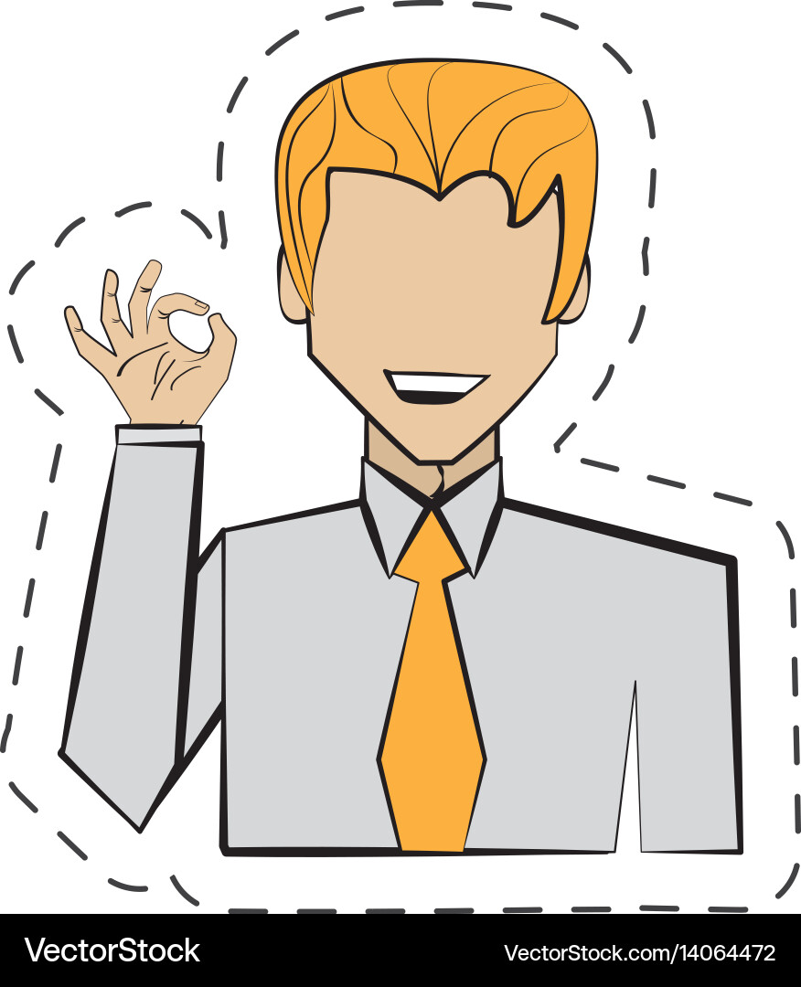 Portrait man hand ok cartoon Royalty Free Vector Image