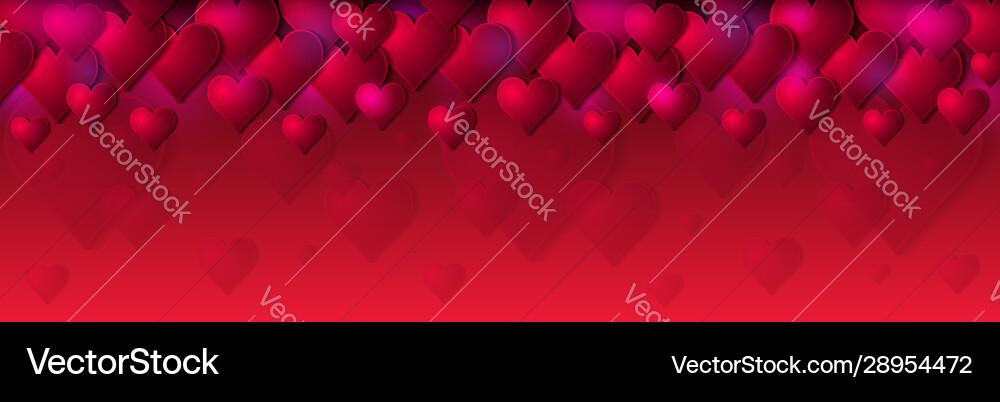 Red banner with valentines hearts Royalty Free Vector Image