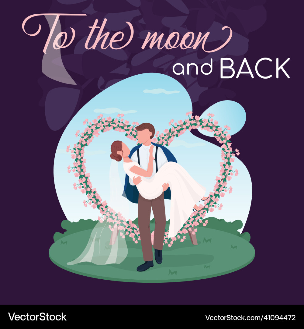 Romantic wedding social media post mockup Vector Image