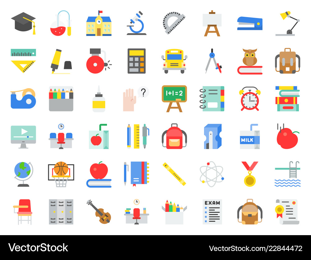 School and education related icon set in flat Vector Image