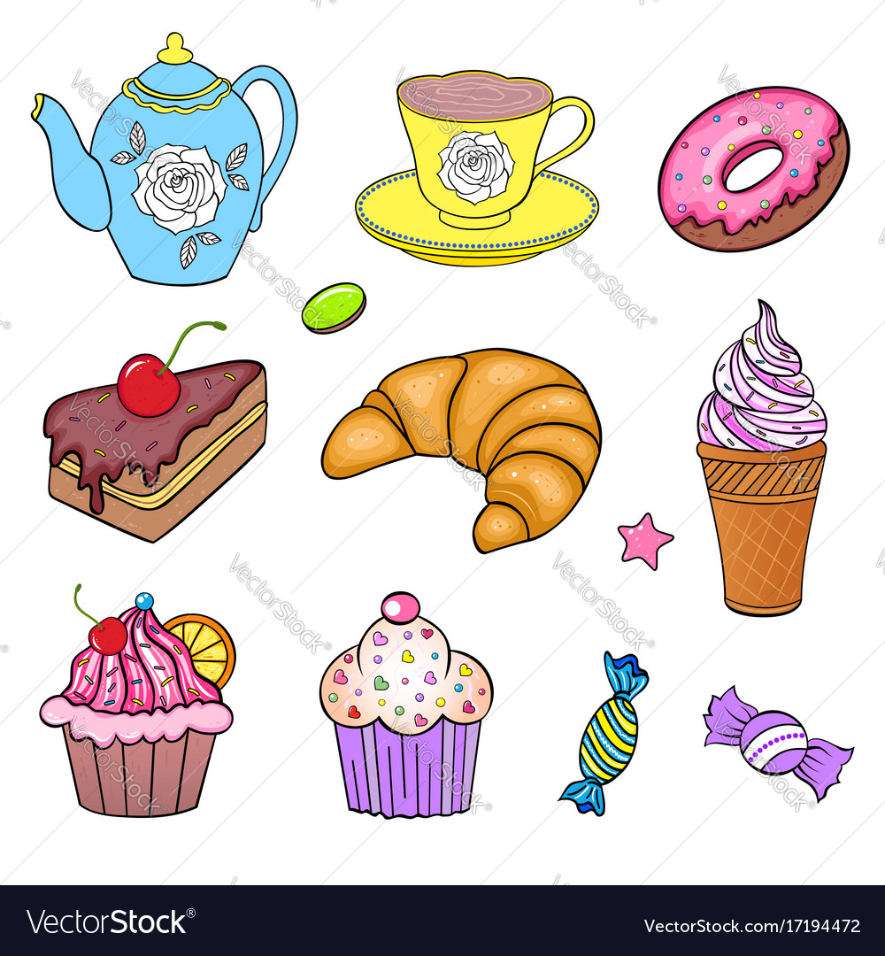 Set various sweets Royalty Free Vector Image - VectorStock