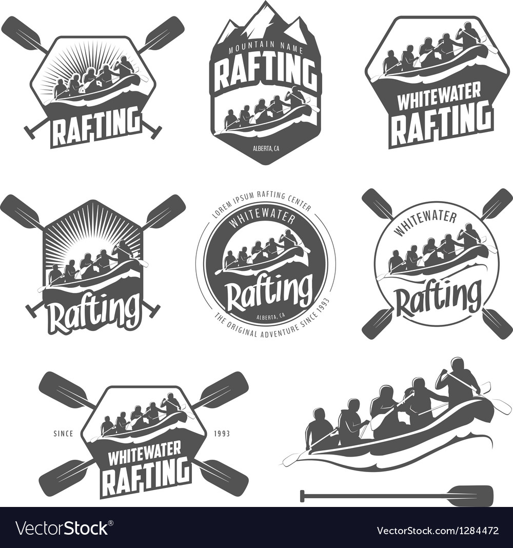 Set vintage whitewater rafting labels Royalty Free Vector Set vintage whitewater rafting labels Royalty Free Vector