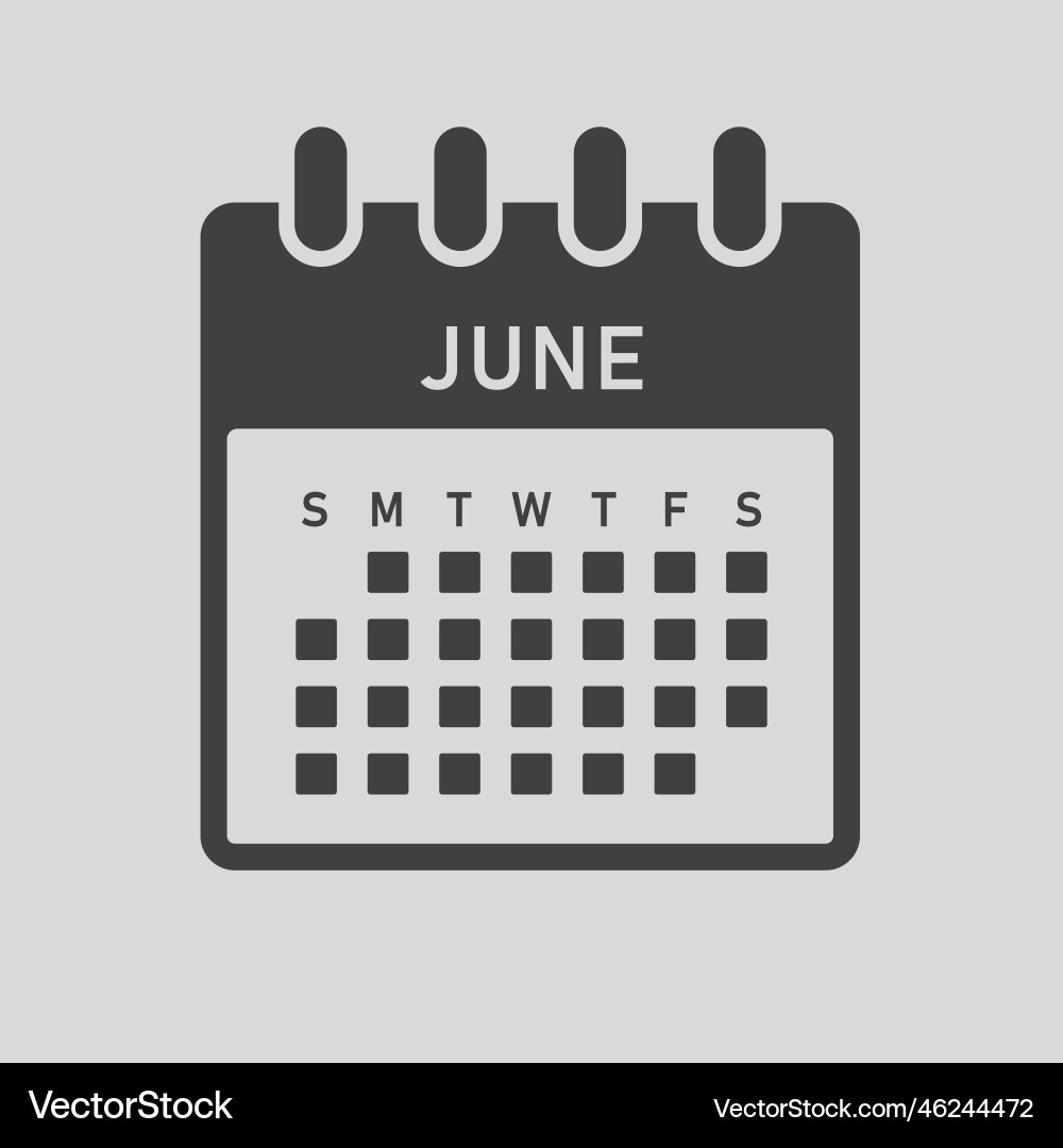 Template icon page calendar month june Royalty Free Vector