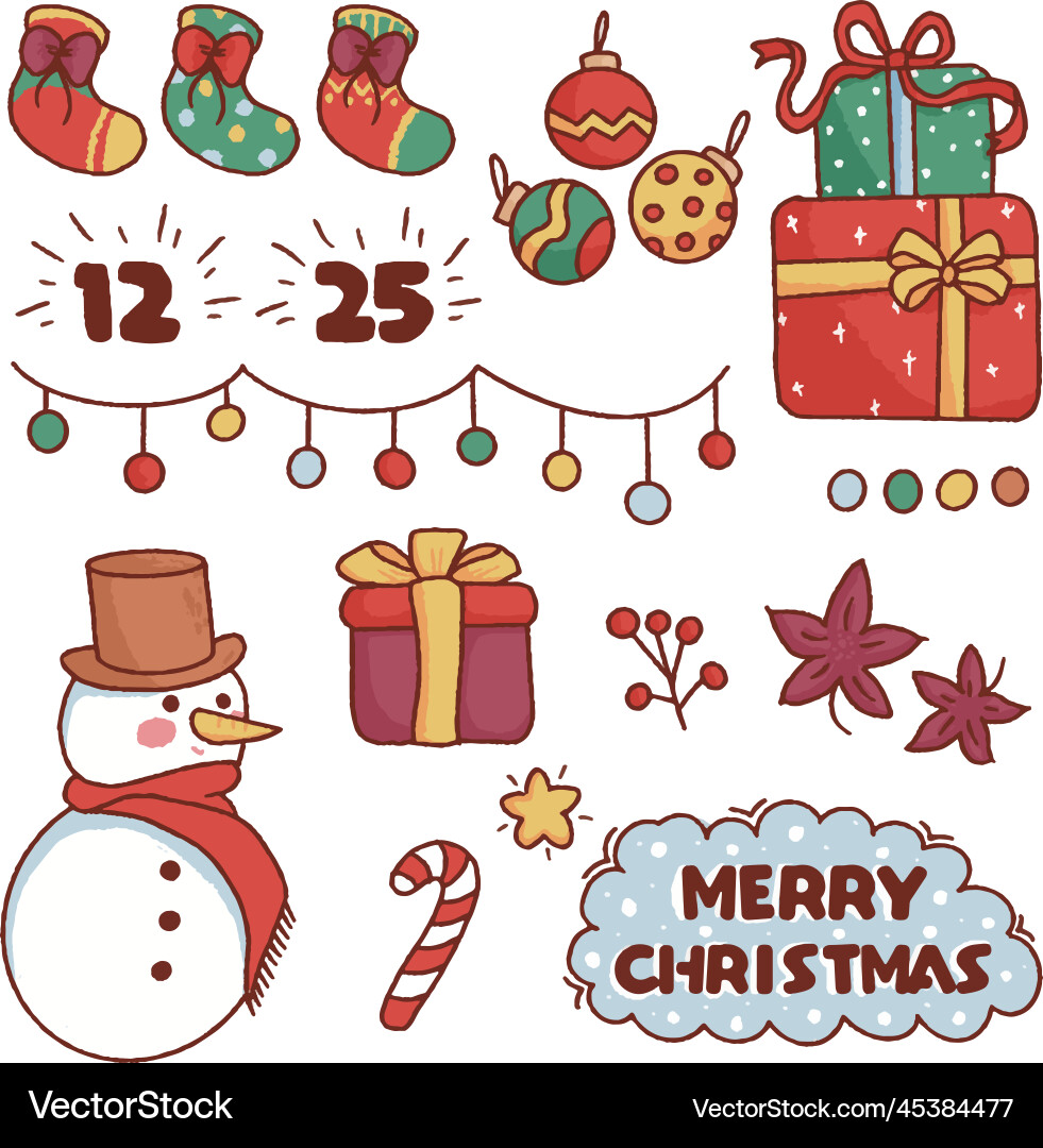 A set of merry christmas elements collection Vector Image