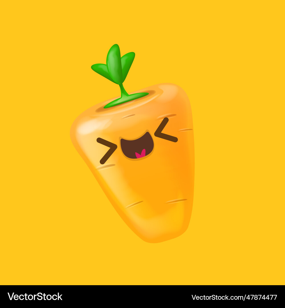Cute smiling carrot isolated on orange background Vector Image