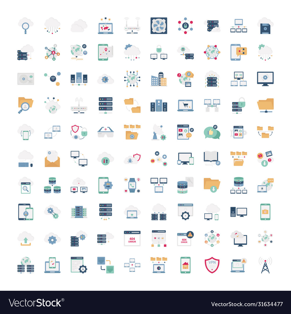 Data and networking icons set every single Vector Image