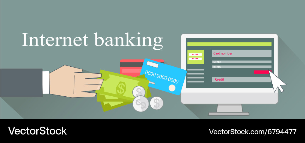 Internet banking money credit card Royalty Free Vector Image