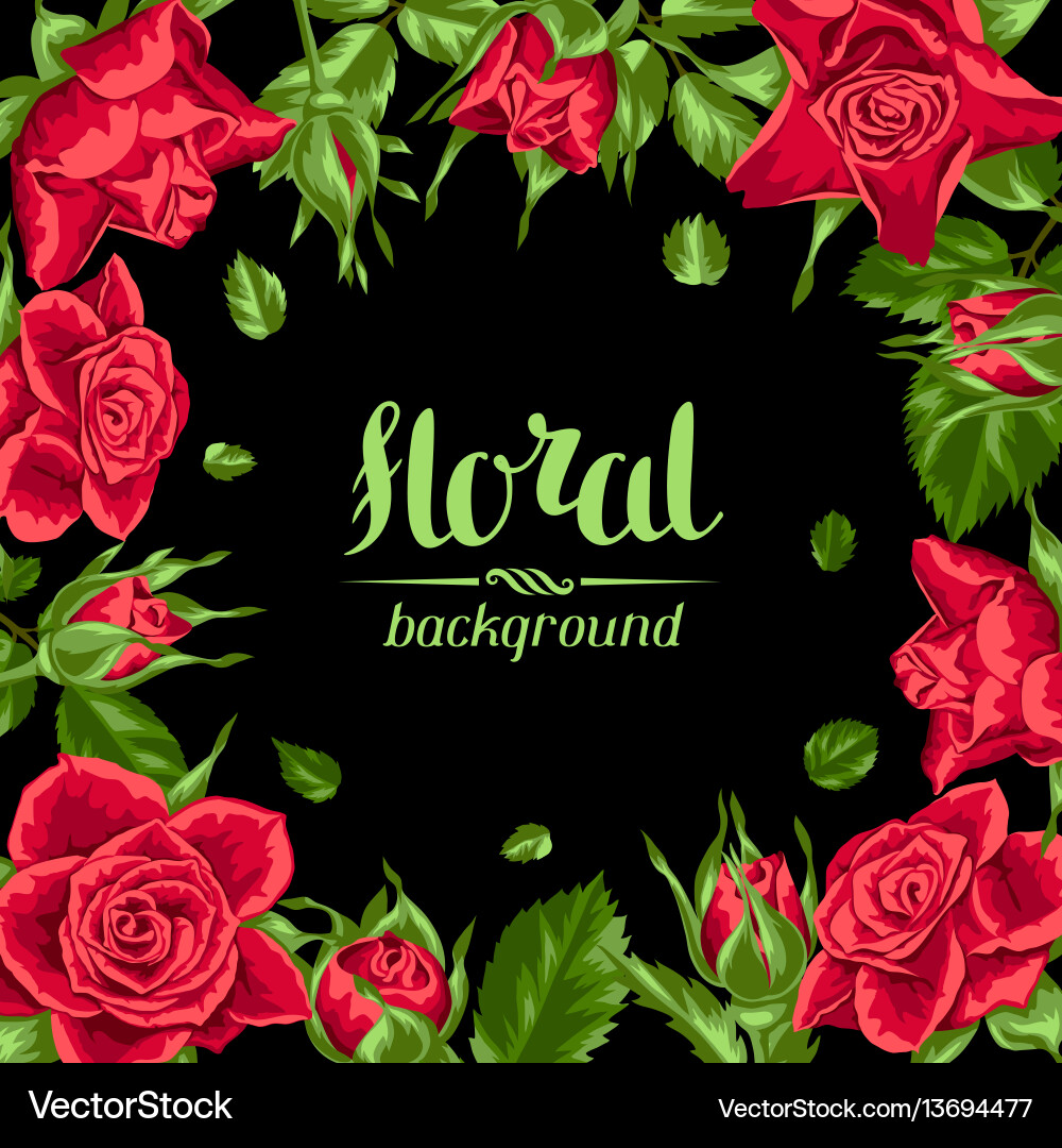Invitation card with red roses beautiful Vector Image