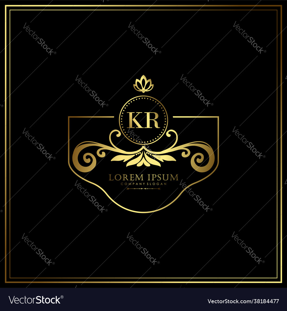 Kr initial letter luxury logo template in art Vector Image
