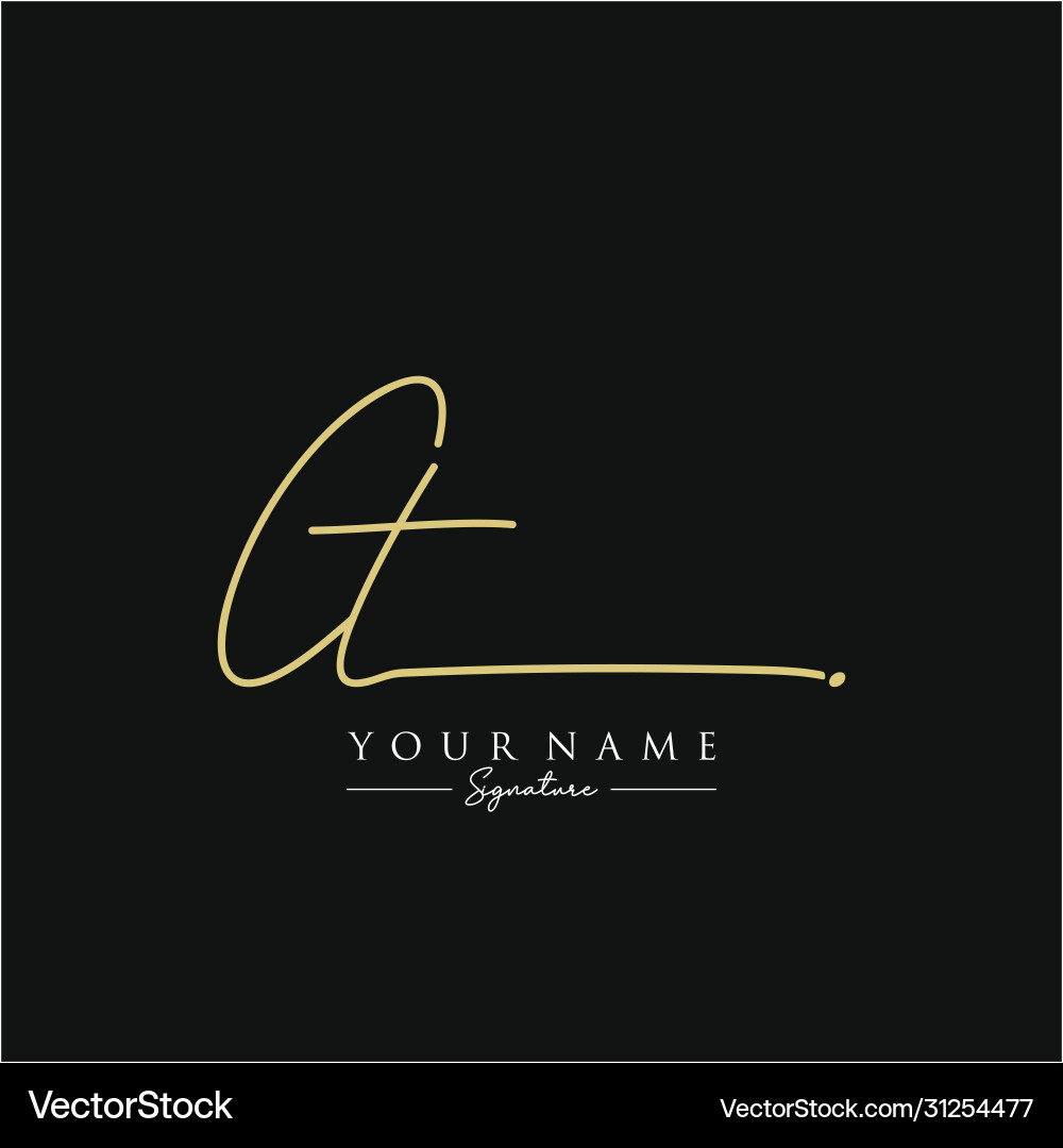 Letter ct signature logo template Royalty Free Vector Image