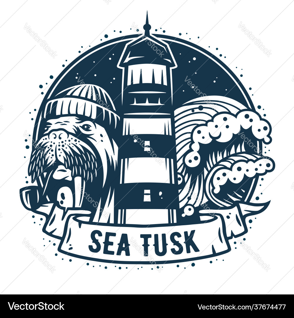 Marine sailor captain with pipe nautical skipper Vector Image