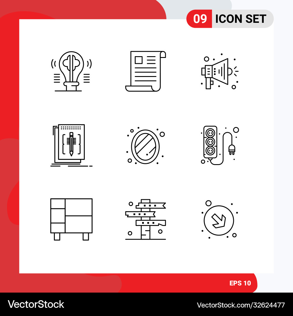 Mobile interface outline set 9 pictograms of Vector Image