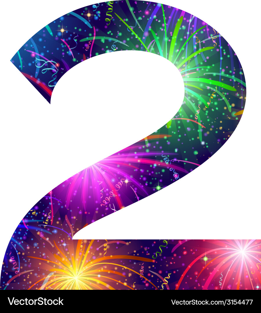 Number of colorful firework two Royalty Free Vector Image