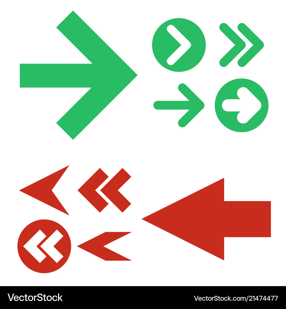 Red and green arrows icons set Royalty Free Vector Image
