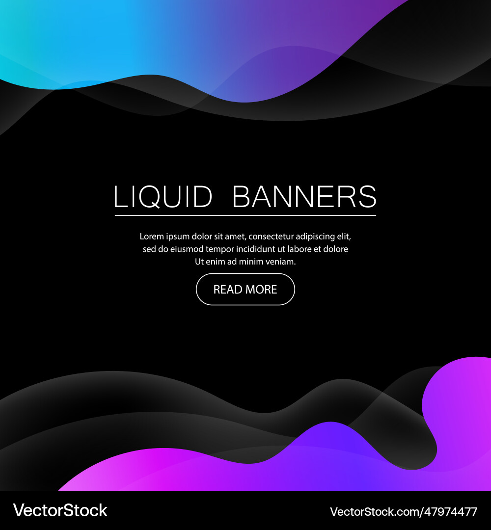 Set of abstract geometric banners with liquid Vector Image