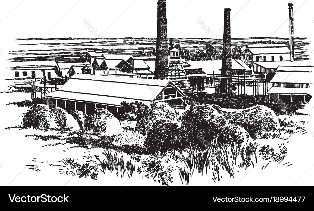 Sugar mill near ponce vintage Royalty Free Vector Image