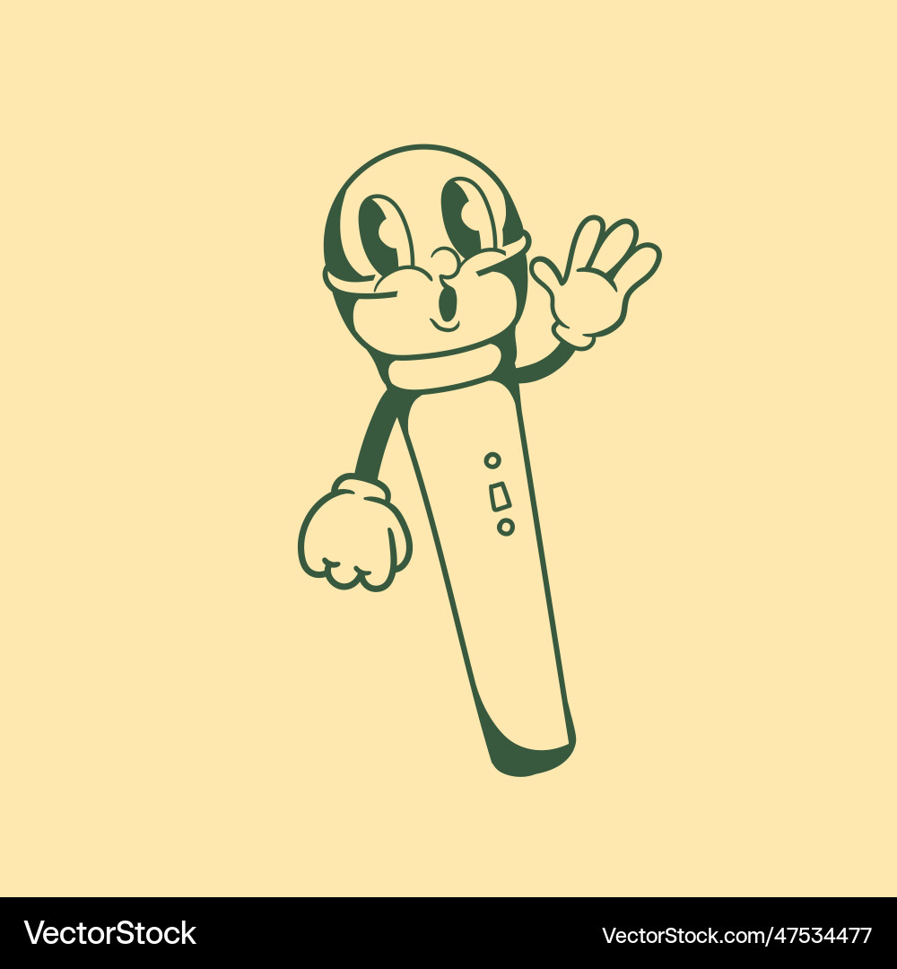 Vintage character design of microphone Royalty Free Vector