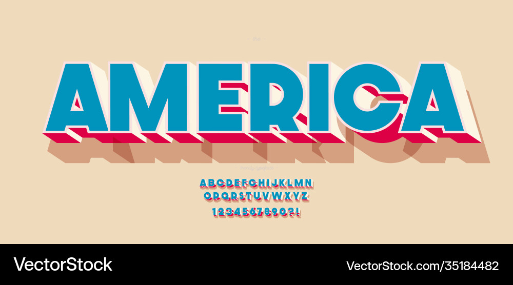 America font 3d color style Royalty Free Vector Image