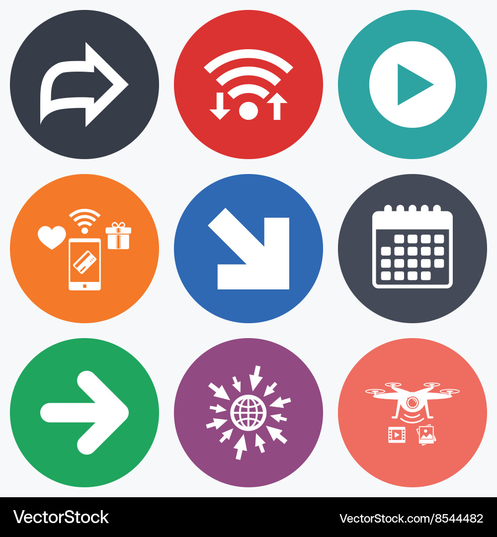 Arrow icons next navigation signs symbols Vector Image