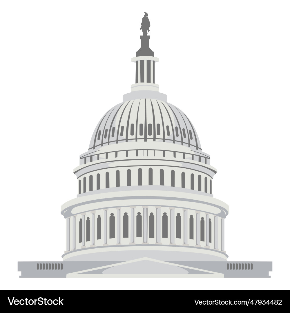 Capitol dome american landmark semi flat Vector Image