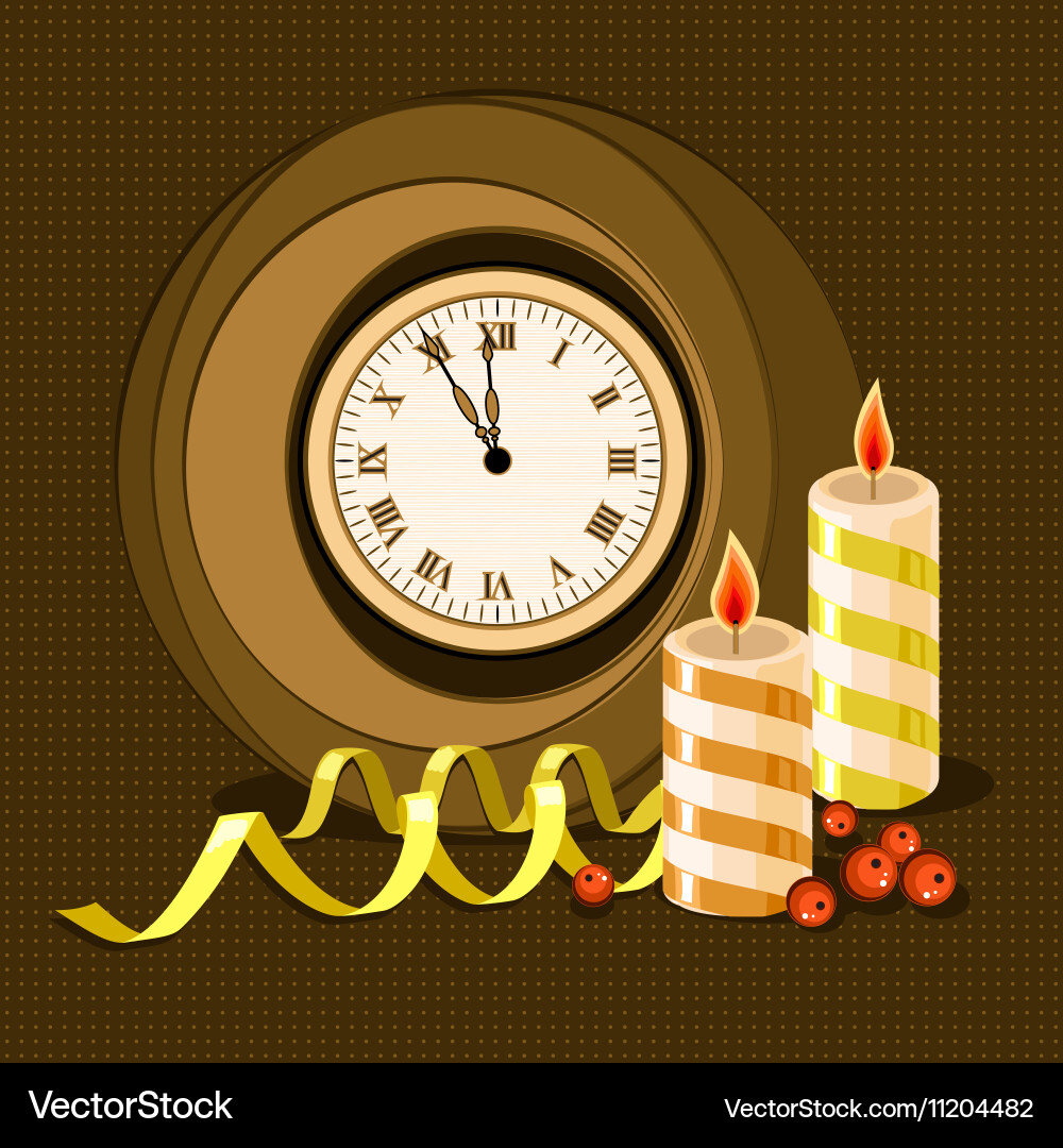Clock and candles Royalty Free Vector Image - VectorStock