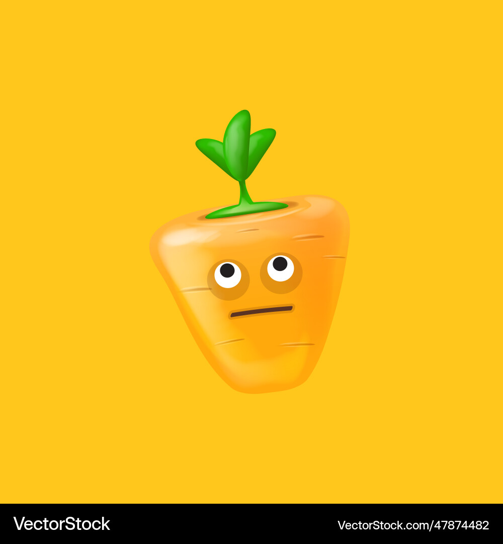 Cute smiling carrot isolated on orange background Vector Image