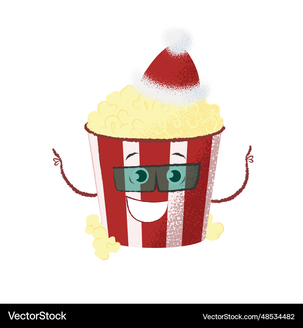 Excited smiling popcorn in sunglasses Royalty Free Vector