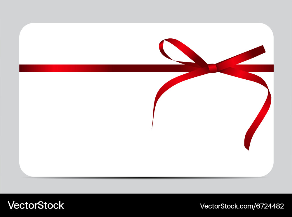 Gift card with red ribbon and bow Royalty Free Vector Image