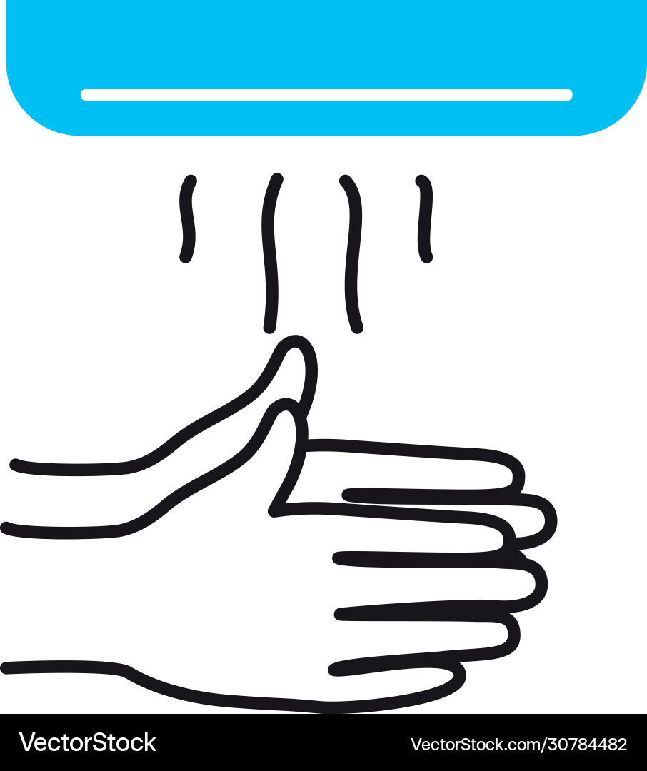 Hand dryer and hands icon half color line Vector Image