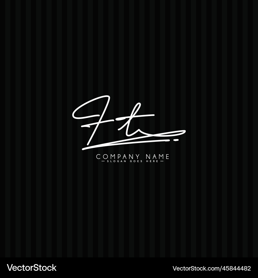 Handwritten signature logo for initial letter ft Vector Image