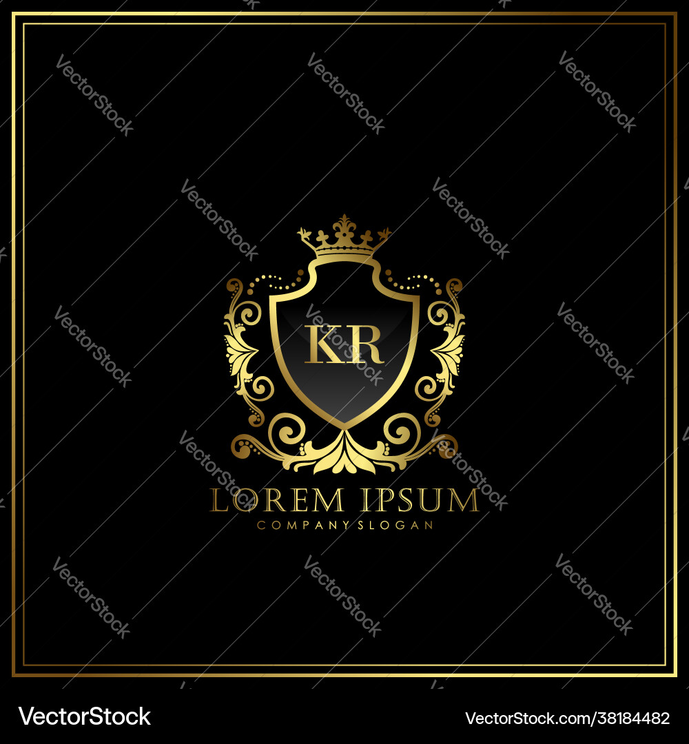 Kr initial letter luxury logo template in art Vector Image