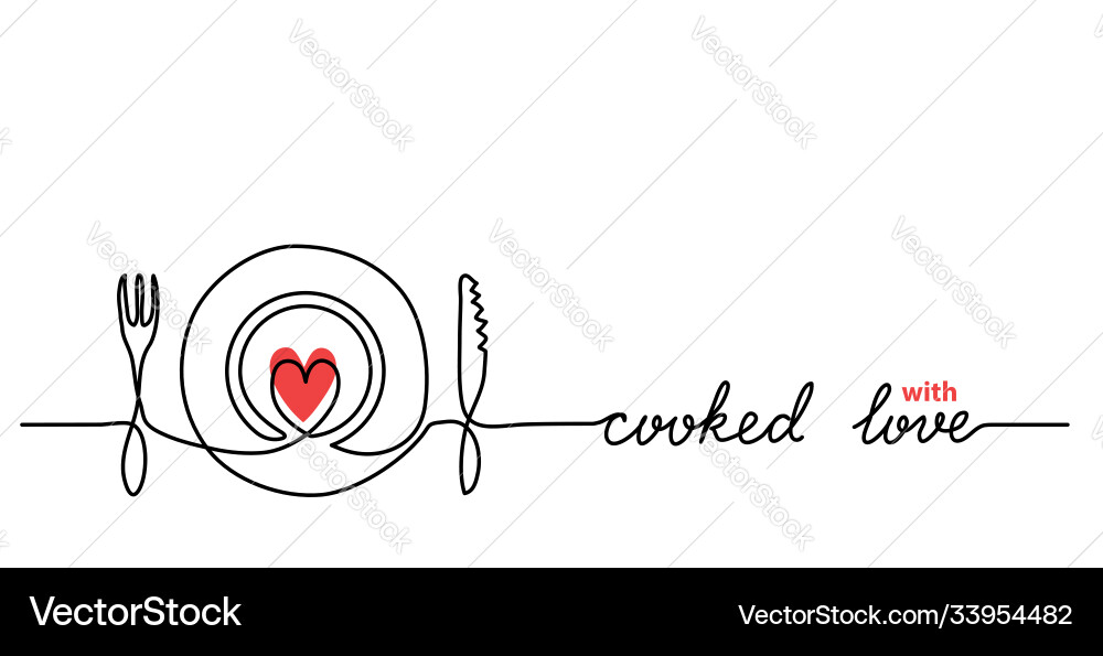 Plate fork knife heart minimalist web Royalty Free Vector