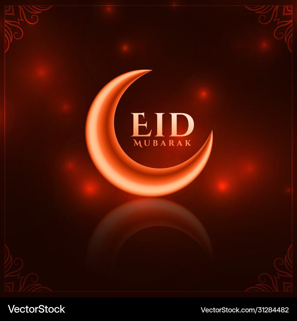 Shiny red eid festival beautiful greeting Vector Image