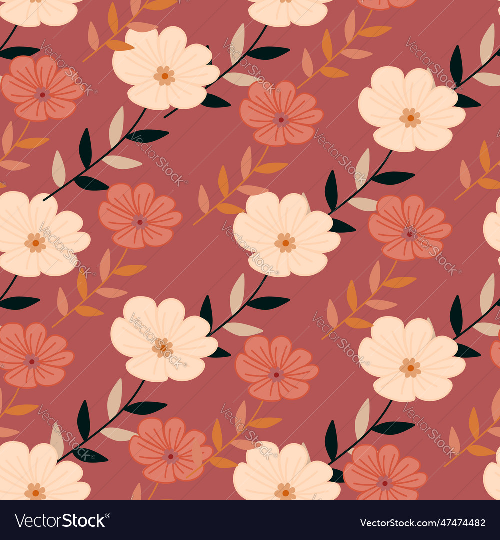 Simple stylized flower seamless pattern Royalty Free Vector