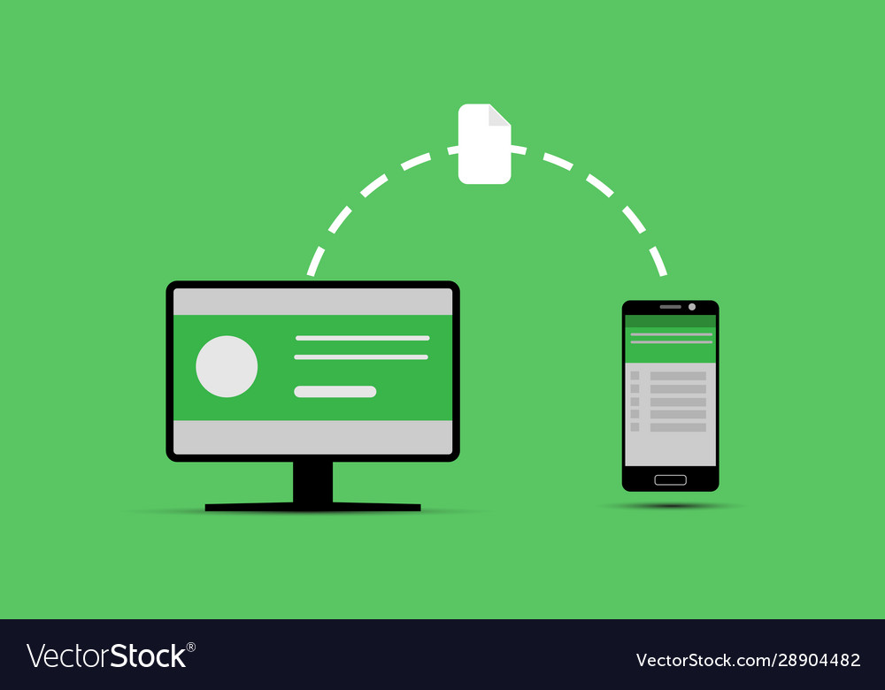 Transfer data from computer to mobile device Vector Image