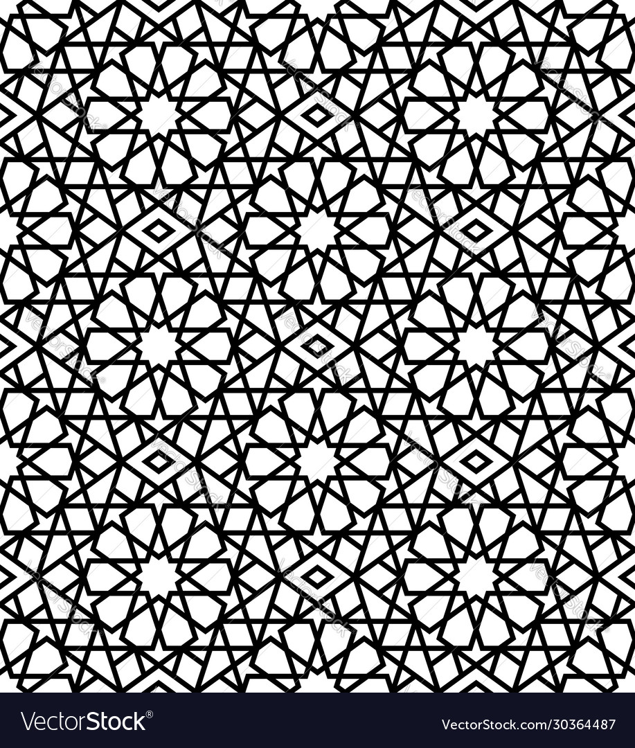 Arabic black and white seamless pattern Royalty Free Vector