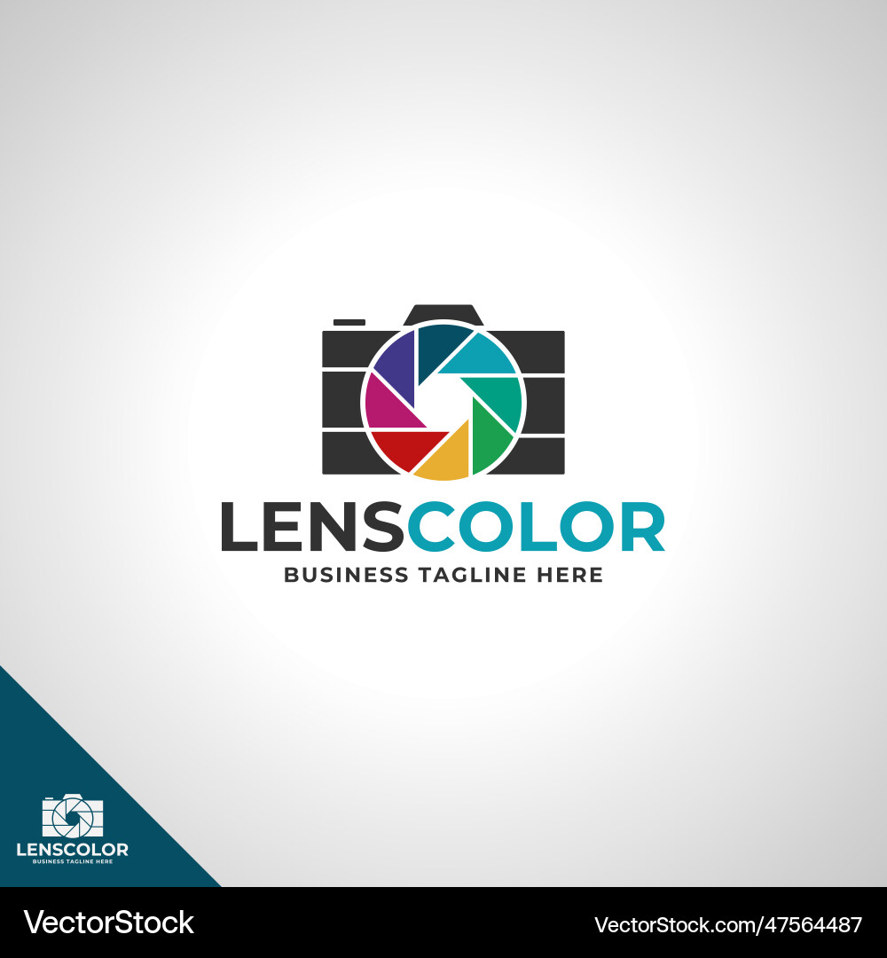 Camera logo - lens color photography Royalty Free Vector