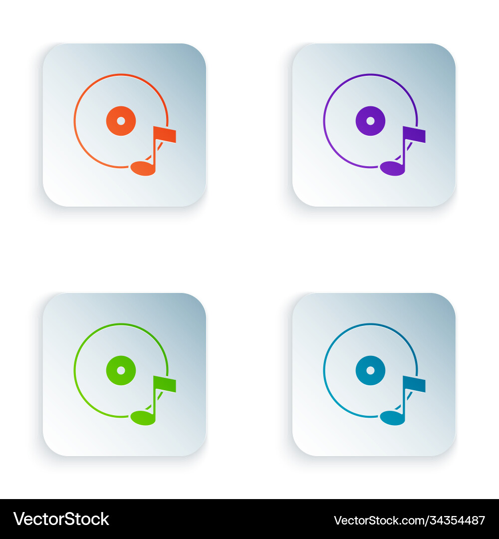 Color vinyl disk icon isolated on white background