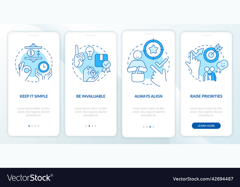 Components of communication blue onboarding Vector Image