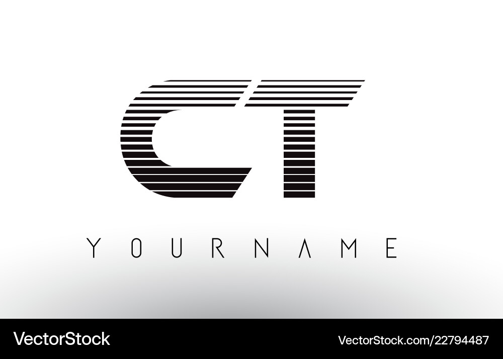 Ct c t black and white horizontal stripes letter Vector Image
