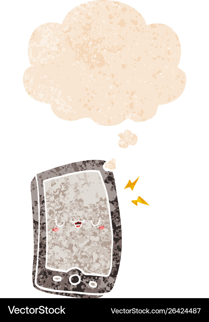 Cute cartoon mobile phone and thought bubble Vector Image