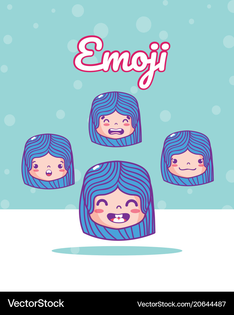Cute girls emojis Royalty Free Vector Image - VectorStock