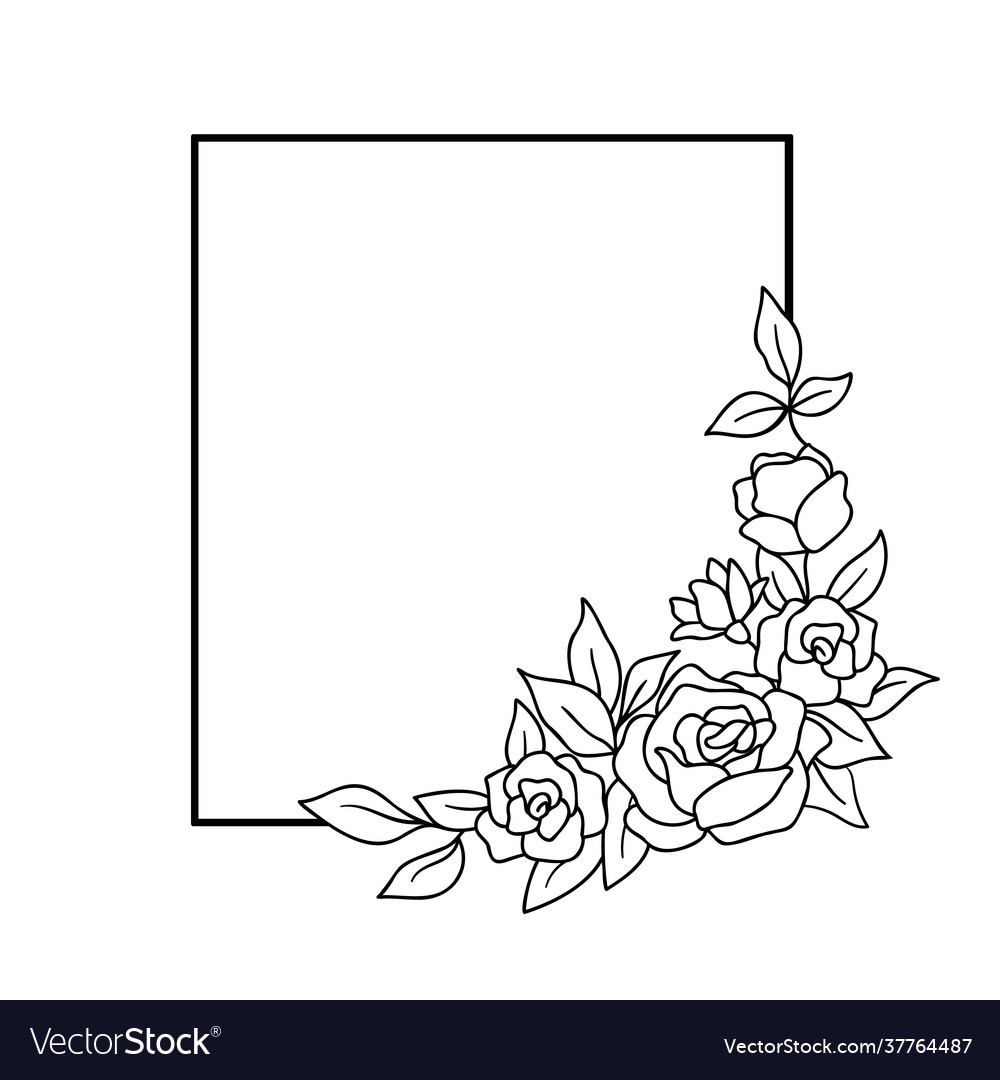 Frame with roses rectangular Royalty Free Vector Image